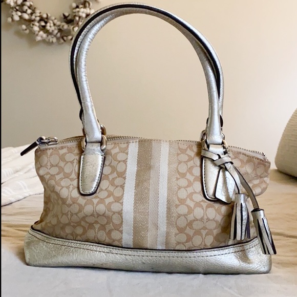 Coach | Bags | Authentic Coach Handbag Light Gold And Tan | Poshmark